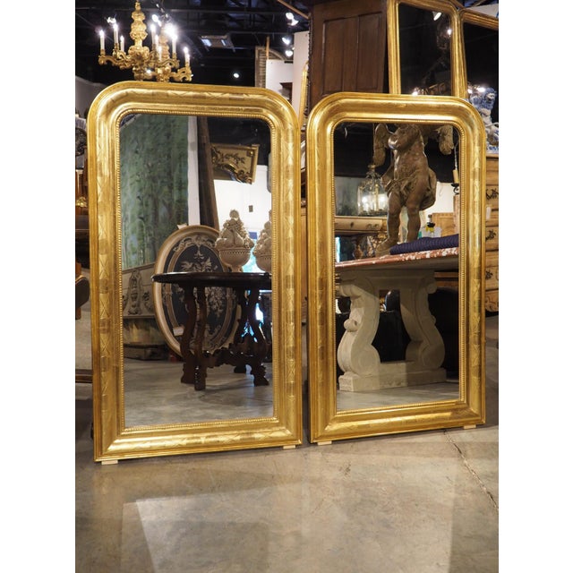 Pair of French Louis Philippe Style Gold Leaf Wall Mirrors, 20th ...