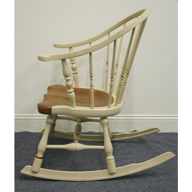 Ethan Allen Hand Painted White Hitchcock Style Rocker Rocking Chair 14 ...