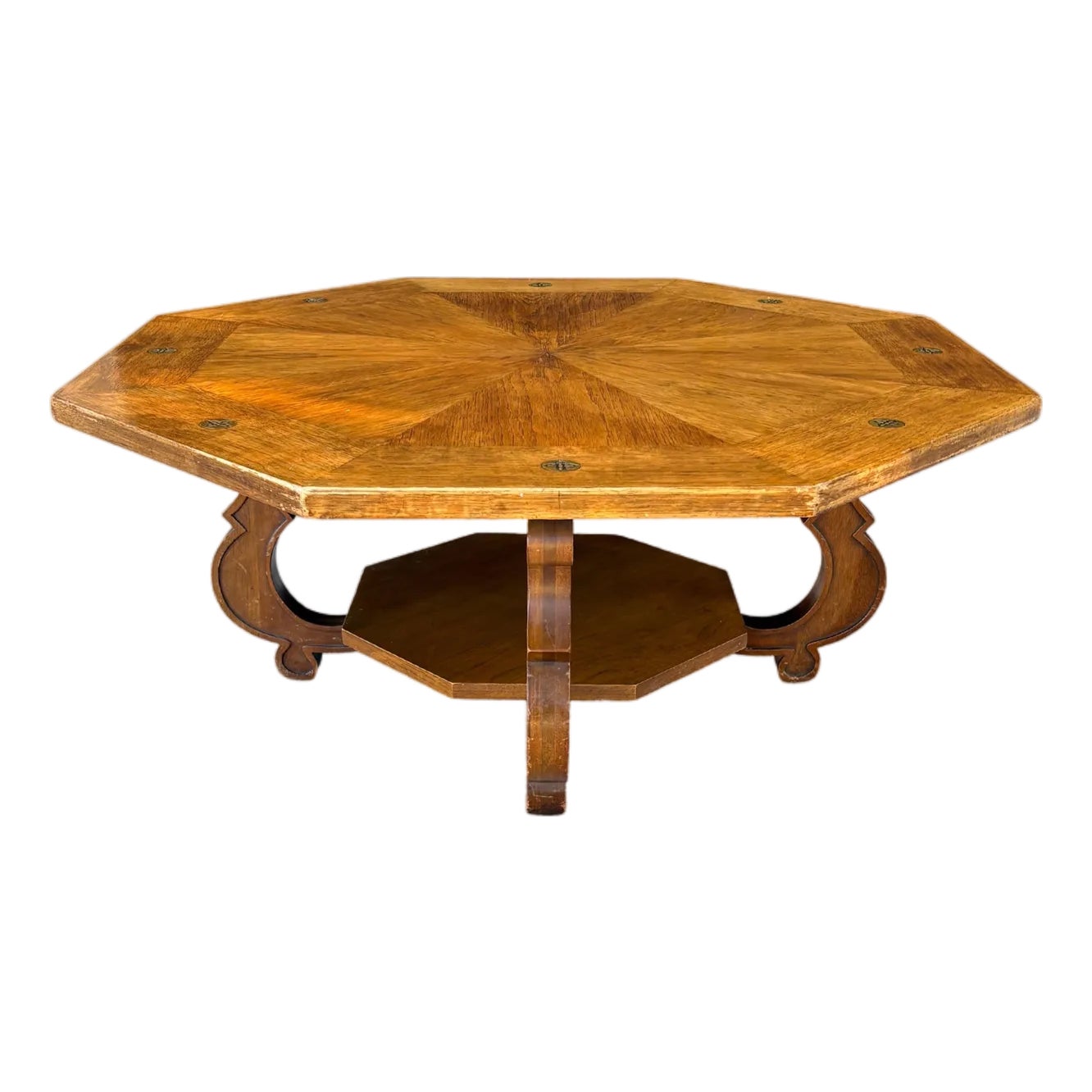 Vintage Drexel Esperanto Mid-Century Walnut Octagonal Spanish-Style ...