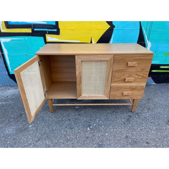 Mid Century White Oak Single Sink Vanity, 50" | Chairish