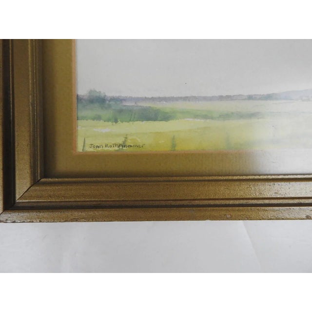 Small Farm Field Horizon Landscape Watercolor Painting | Chairish