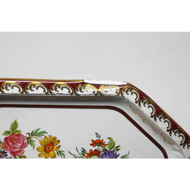 Vintage Octagonal Colorful Flowers Tray by Daher | Chairish