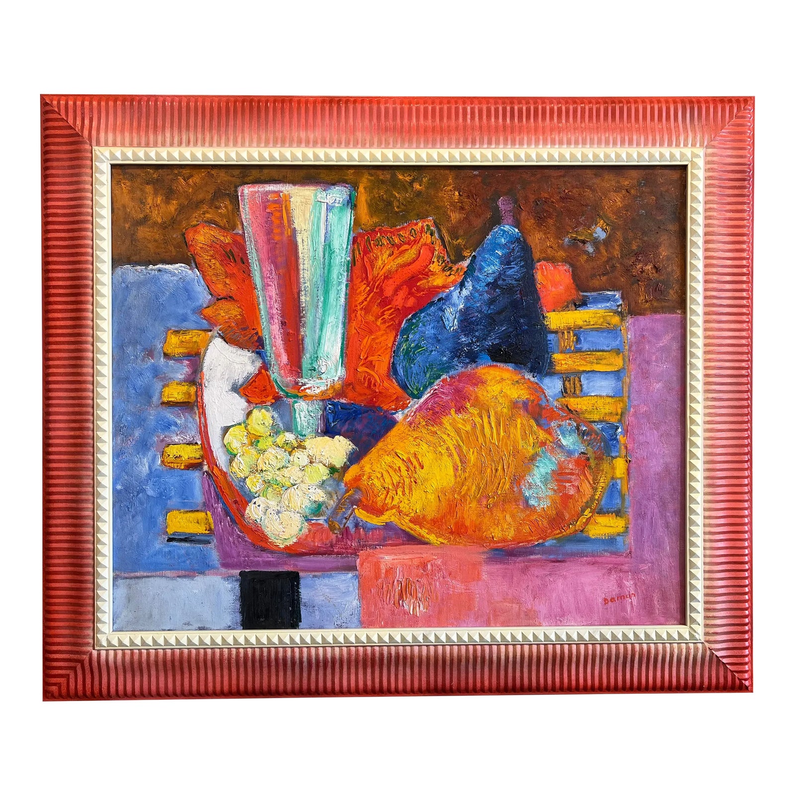 1970s "Table of Fruit & Vase" by Hubert Damon, French Modernist Still ...
