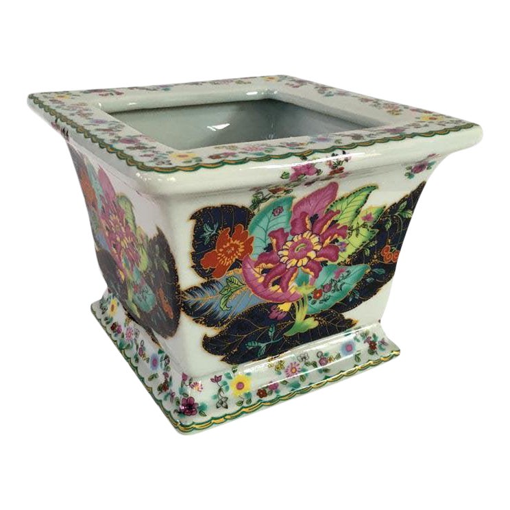 Tobacco Leaf Porcelain Cachepot | Chairish