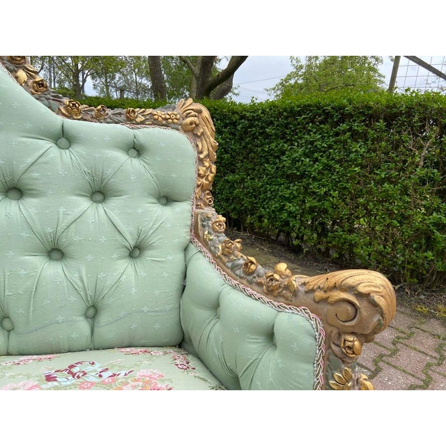 2010's Handcrafted Louis XVI Style Settee in Beech With Trianon Green ...