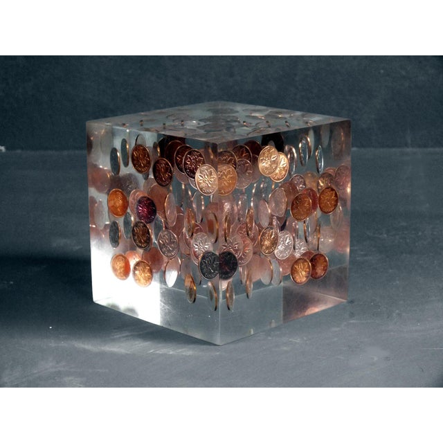 1970s George Schreber 1 Cent Canada in Plexi/Lucite Cube Sculpture ...
