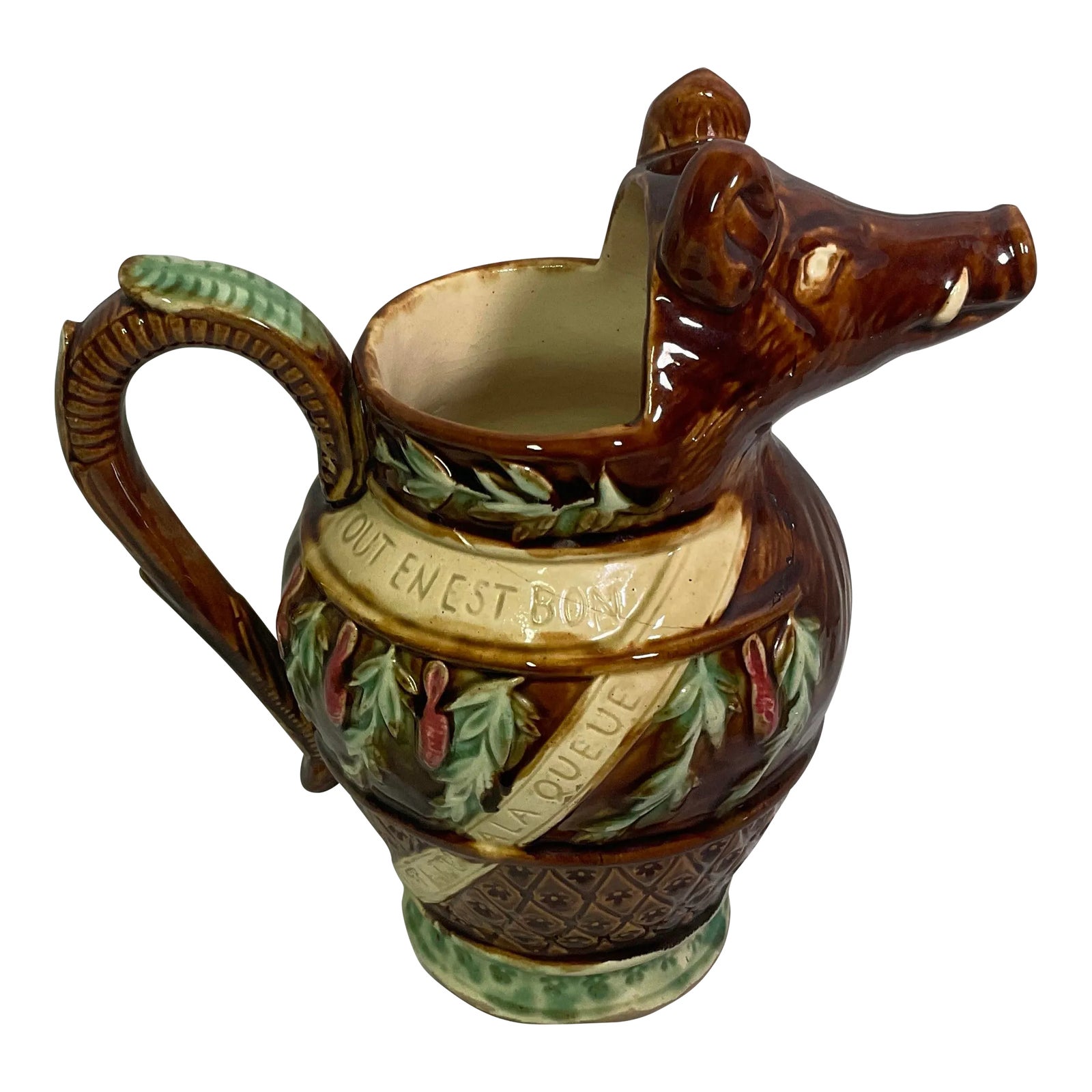Mid 19th Century French Faience Wild Boar Majolica Animal Pitcher ...