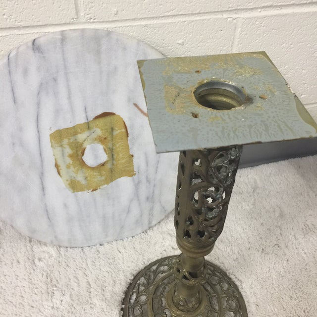 Vintage Marble Top Brass Side Table | Chairish