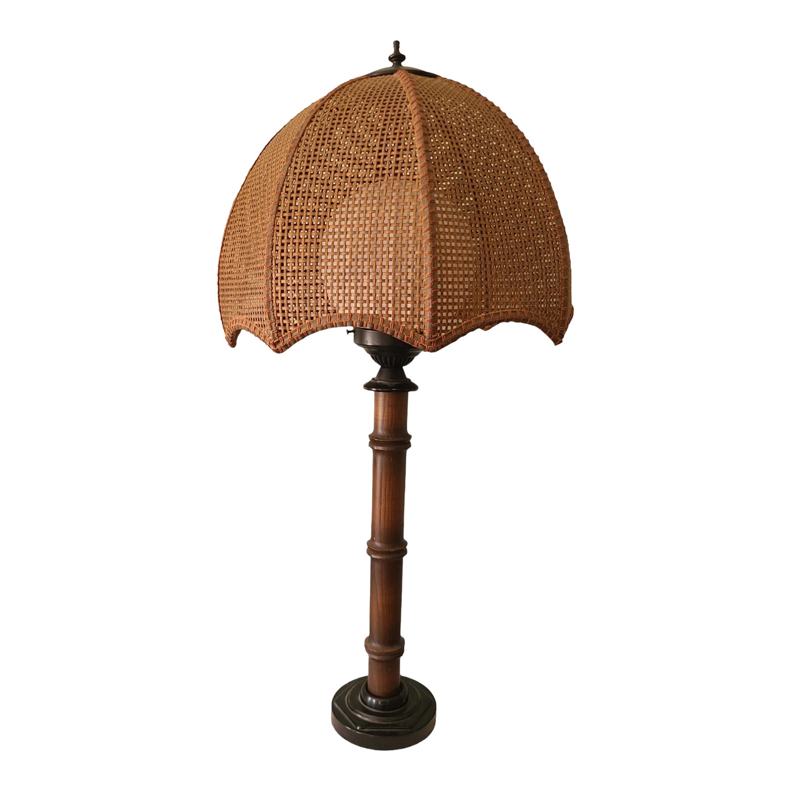 Vintage Wicker Shade Faux Bamboo Wood Hemingway Style Tropical Tall ...