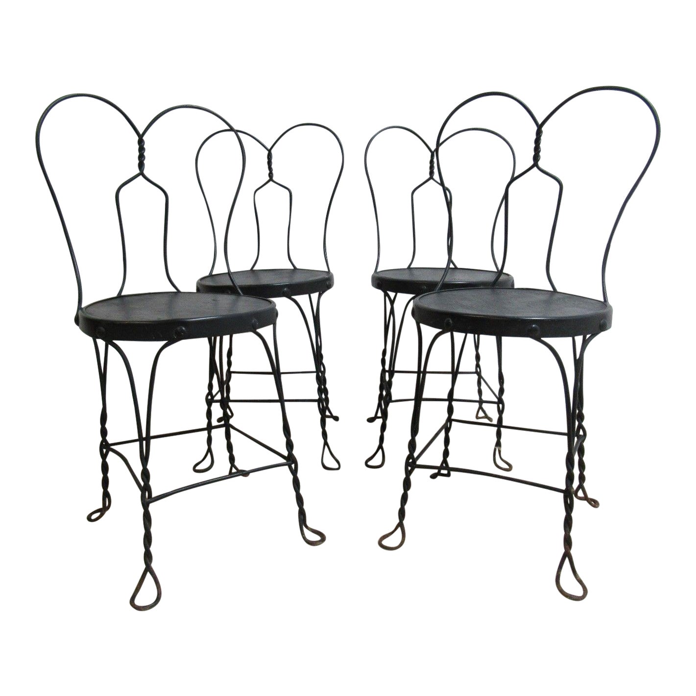 Vintage Wire Metal Ice Cream Parlor Salon Game Table Side Chairs - Set ...