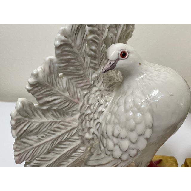 Pair of 1950s German Collectible Nymphenburg Porcelain Dove Peacock ...