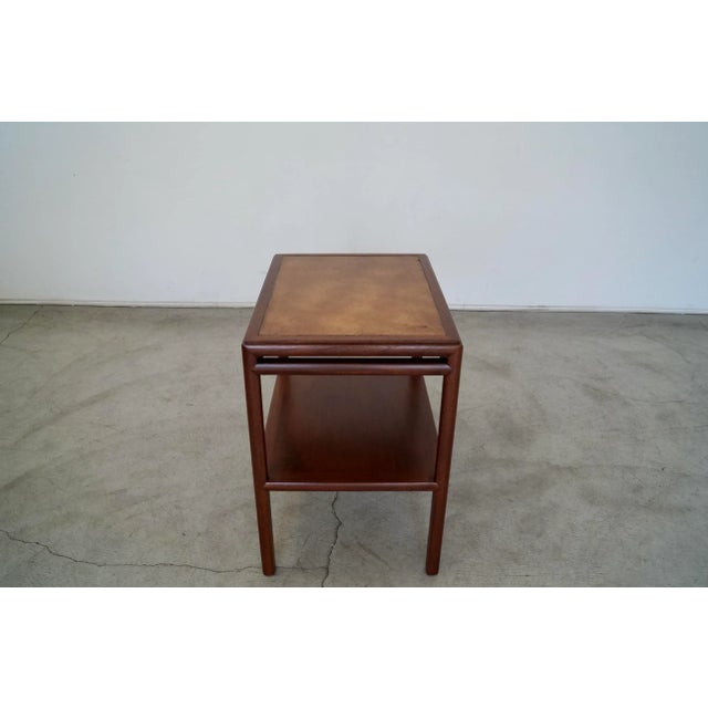 Mid-Century Modern Leather Top Side Table | Chairish