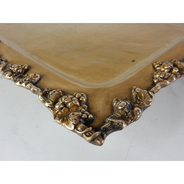 Large Footed Brass Service Tray for Bar or Table | Chairish