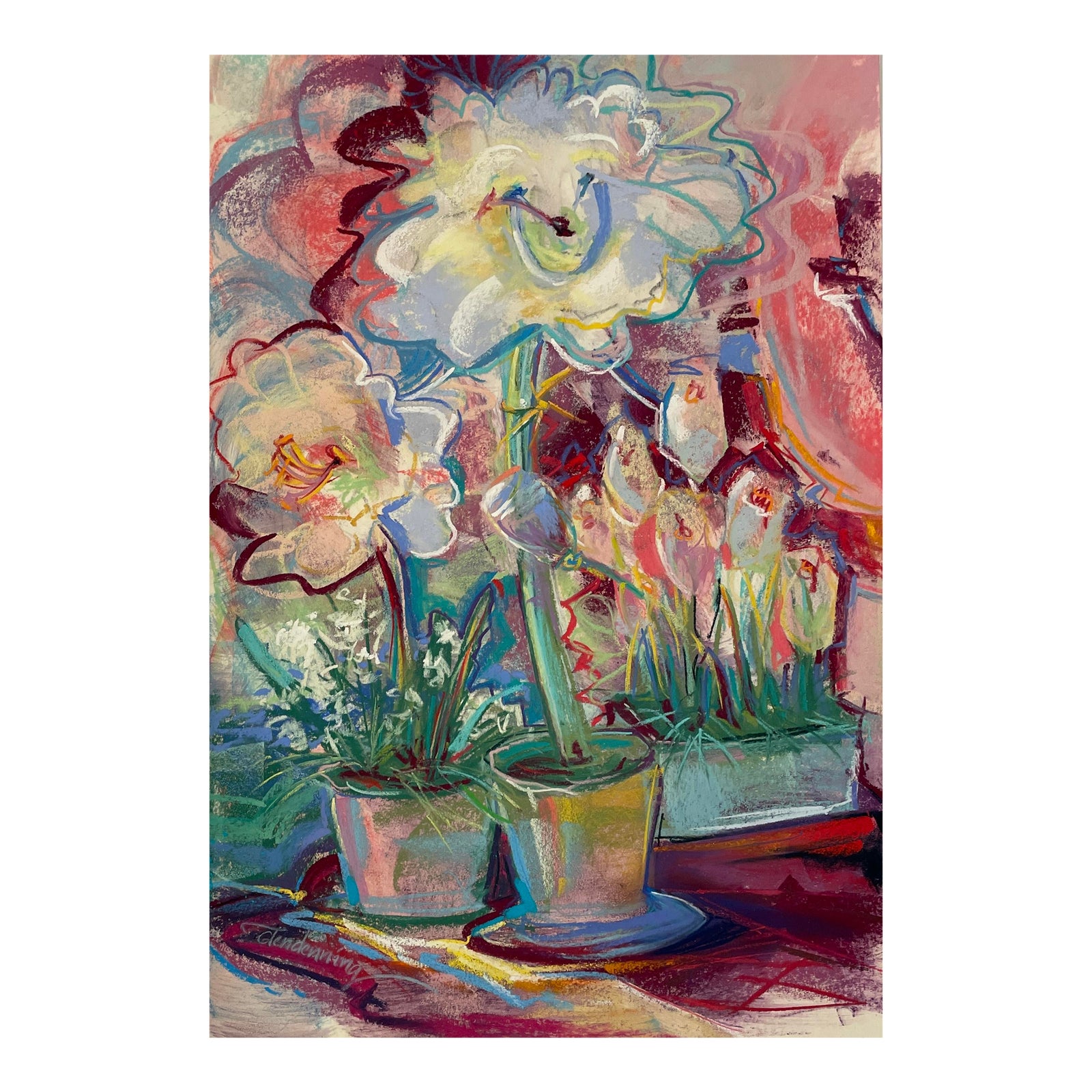 Susan Glendenning Amaryllis Botanical Pastel | Chairish