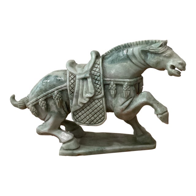 Early 20th Century Imperial Tang Dynasty Green Jade War Horse Sculpture ...