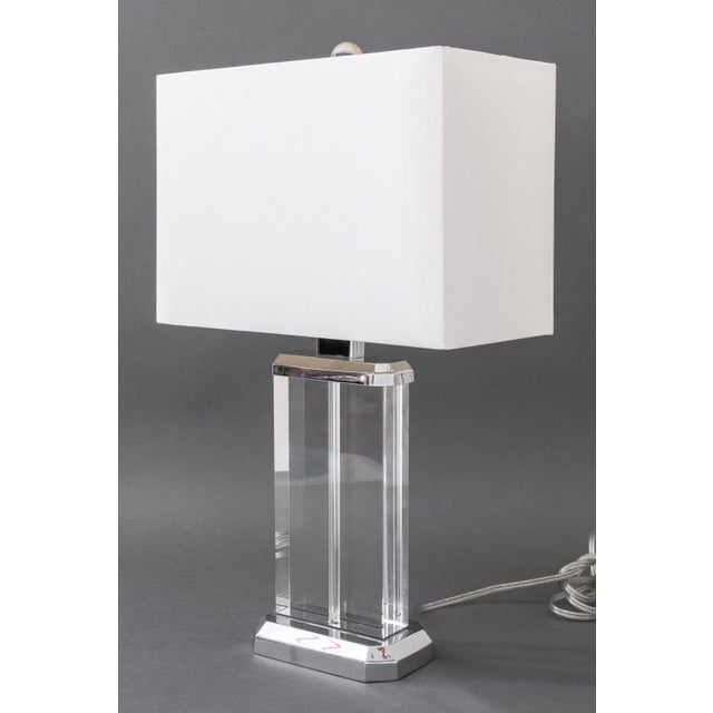 Modern Glass & Chrome Table Lamp | Chairish