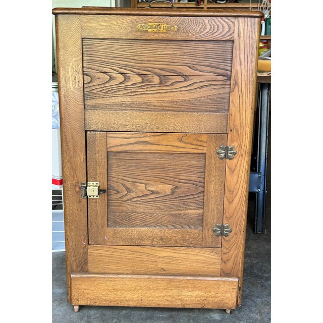 Antique Oak Ice Box Vintage Cabinet Cupboard | Chairish
