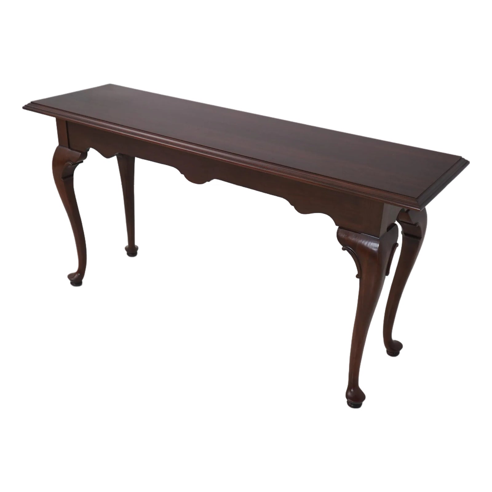Ethan Allen Cherry Georgian Court Queen Anne Sofa Table | Chairish