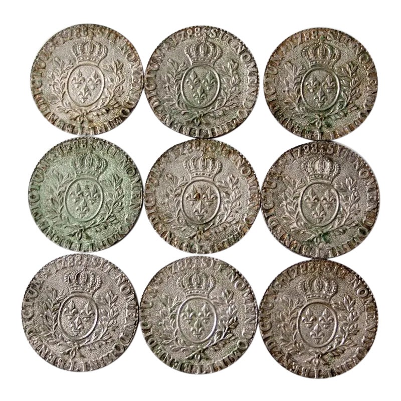 Vintage Louis XVI 1788 Replica Coin Coasters - Set of 9 | Chairish