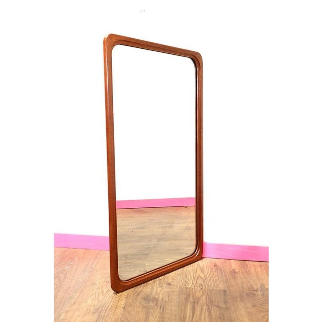 Mid Century Modern Vintage Teak Framed Mirror Danish Style | Chairish