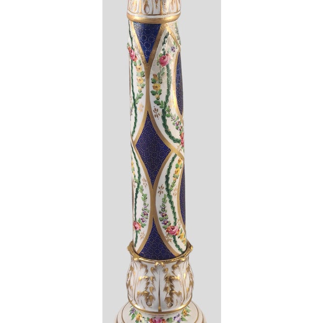 Mid 20th Century Vintage Dresden Classical Greek Column Painted Floral ...