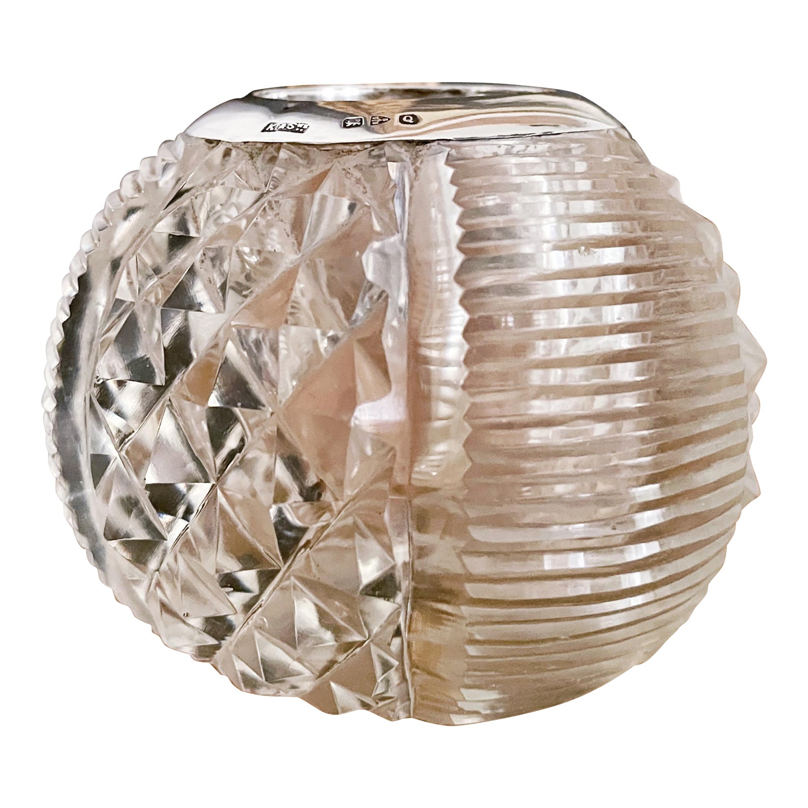 1899 English Sterling Silver and Glass Match Striker | Chairish