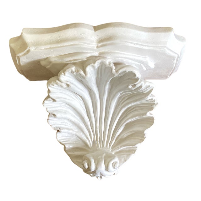 Vintage Shell and Acanthus White Plaster Bracket in the Style of Serge ...