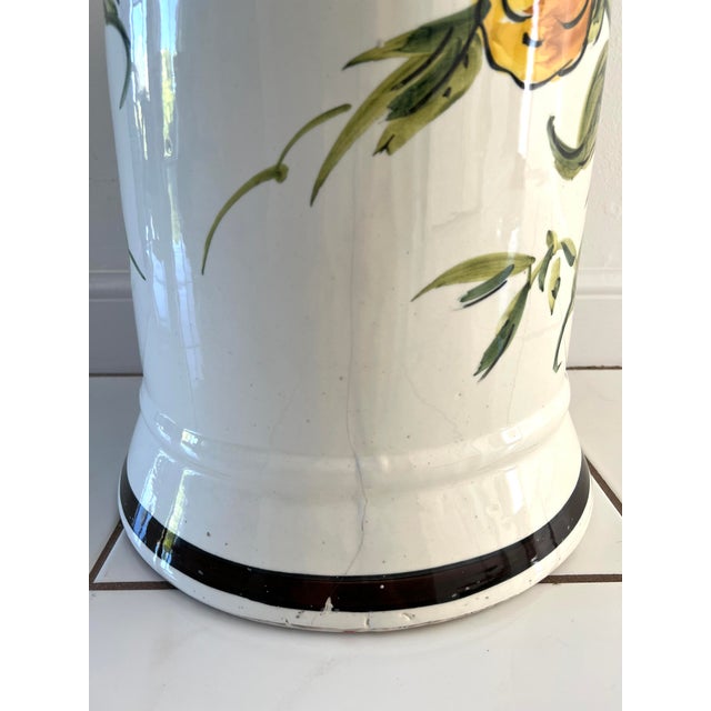 Large Vintage Hand Painted Flower Garden Stool | Chairish