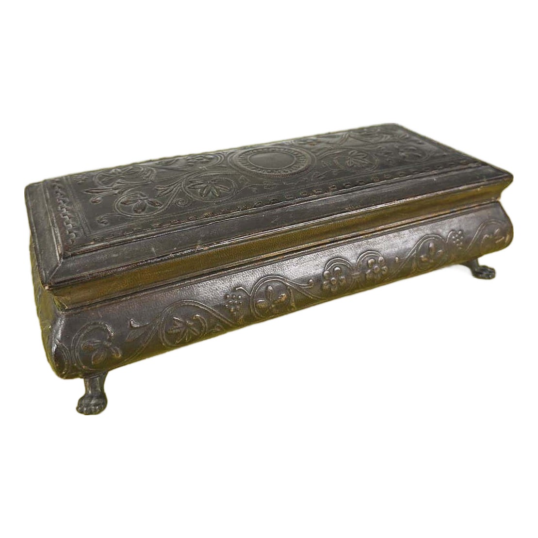 Wooden Jewelry Box in Leather, 1900s | Chairish