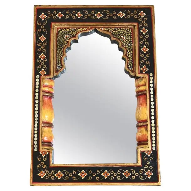 Hand-Painted Indian Archway Mirror, 1940s | Chairish