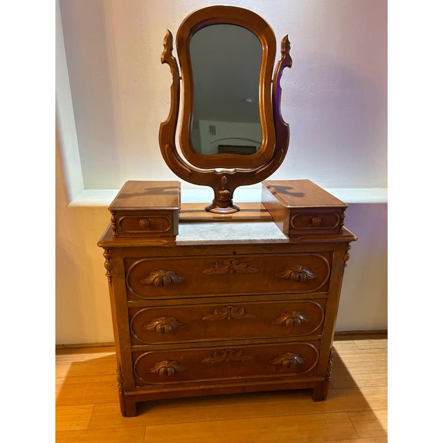 Late 19th Century Antique Victorian Walnut Wishbone Dresser With Mirror Chairish