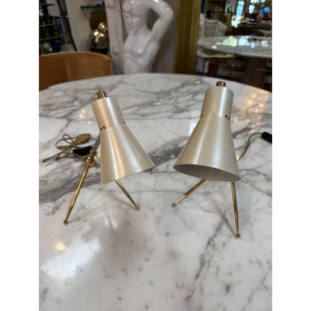 1970s Giuseppe Ostuni Style Italian Brass Table Lamps - a Pair | Chairish