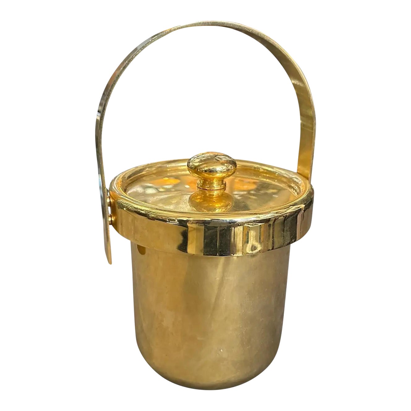 1970s Mid-Century Modern Gilded Metal Italian Ice Bucket | Chairish