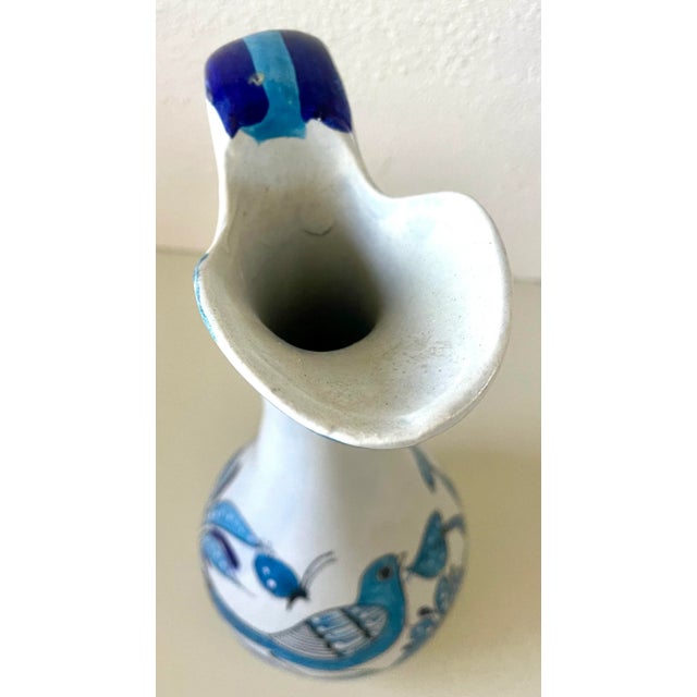 20th Century Mexican Tonala Bird Blue and White Pitcher | Chairish
