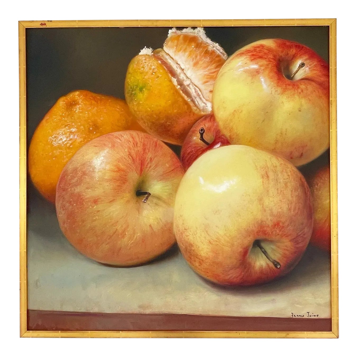 Large Ruben Franco Jaime Still Life Painting of Apples and Oranges ...