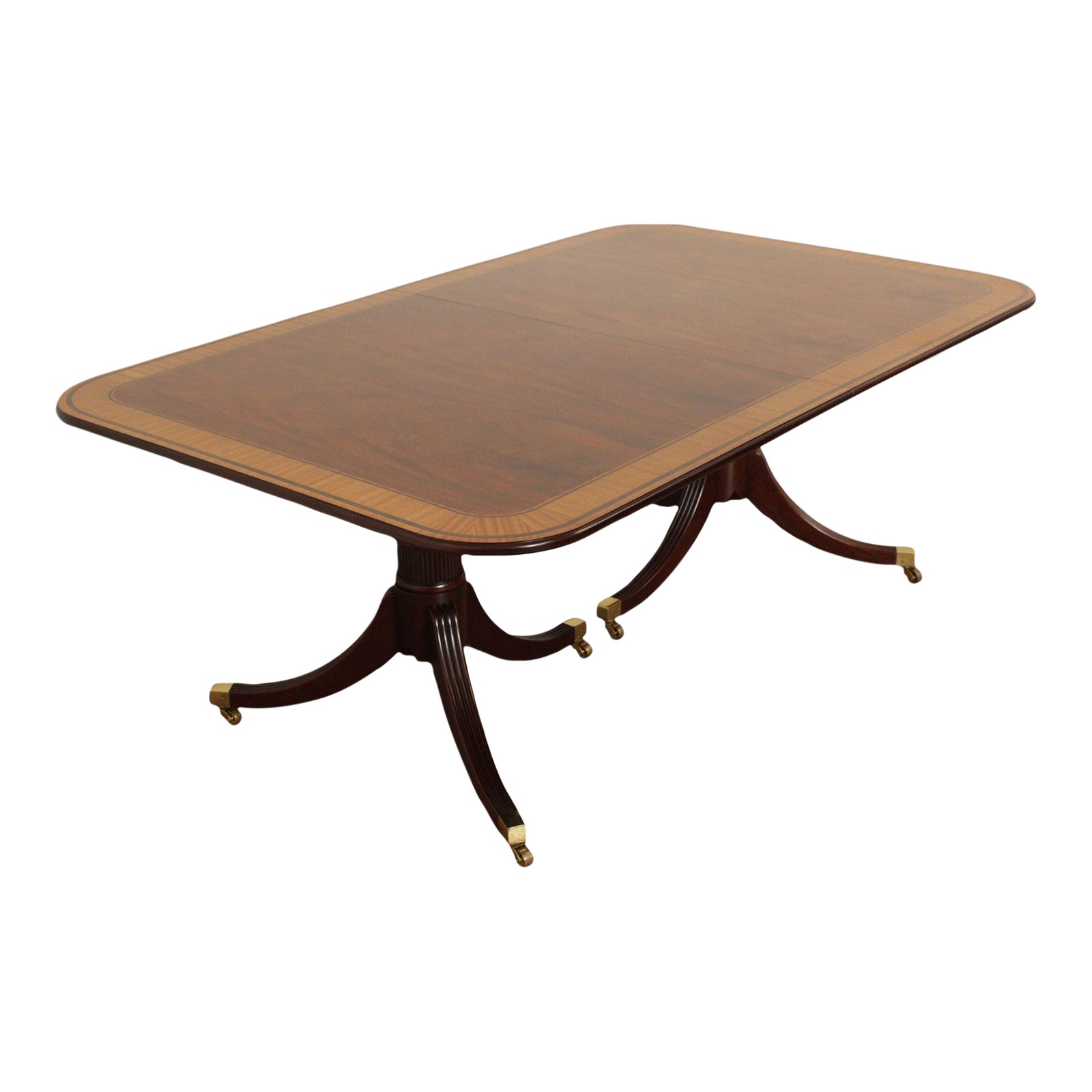 Baker Stately Homes Collection Banded Mahogany Pedestal Dining Table ...