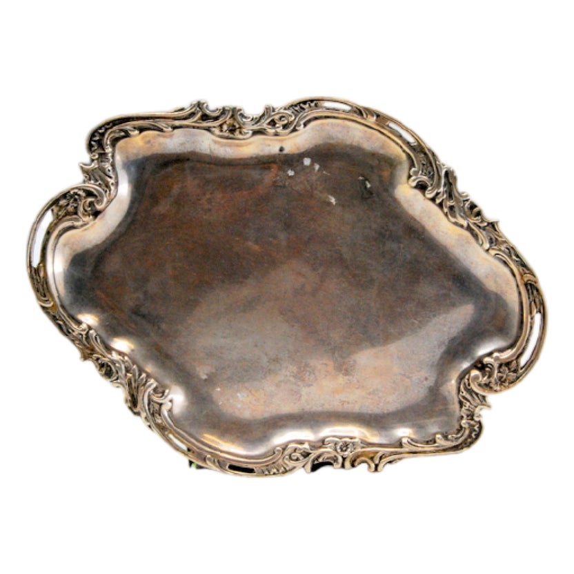 Cut-Out Silver Tray with Reliefs and Friezes | Chairish