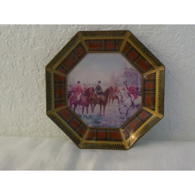 Vintage Durwin Rice Glass Decoupage Equestrian Display Plate | Chairish