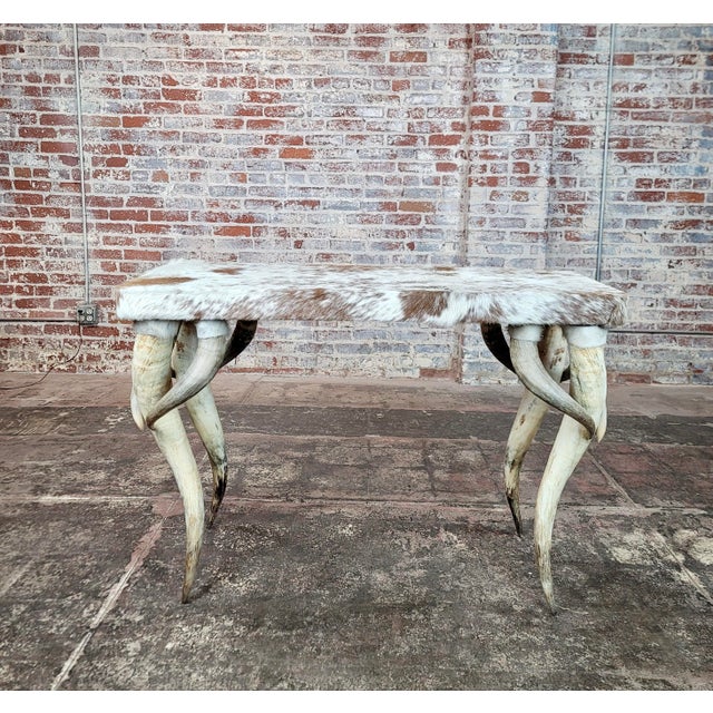 Horn & Cowhide Sofa Table or Console | Chairish