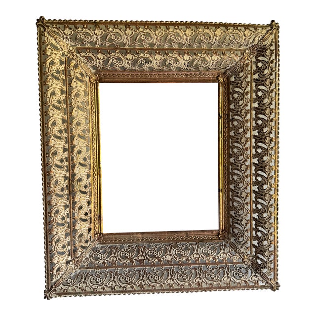Hollywood Regency Ormolu and White Washed Metal Filigree Picture Frame ...