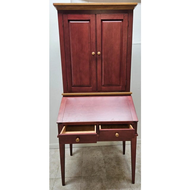 1990s Ethan Allen Country Colors Secretary Writing Desk Shaker Style ...