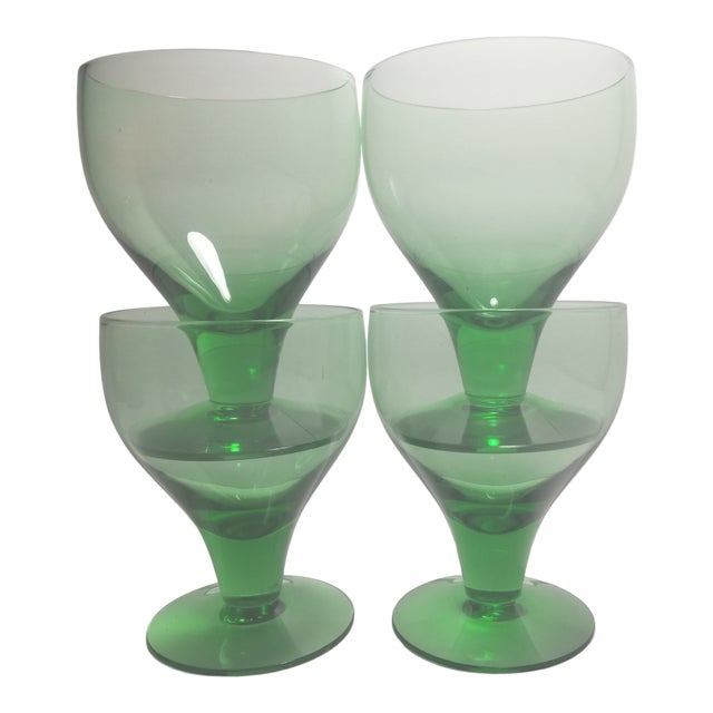 1960s Mid Century Modern Green Coupe Cocktail Glasses Set Of 4 Chairish