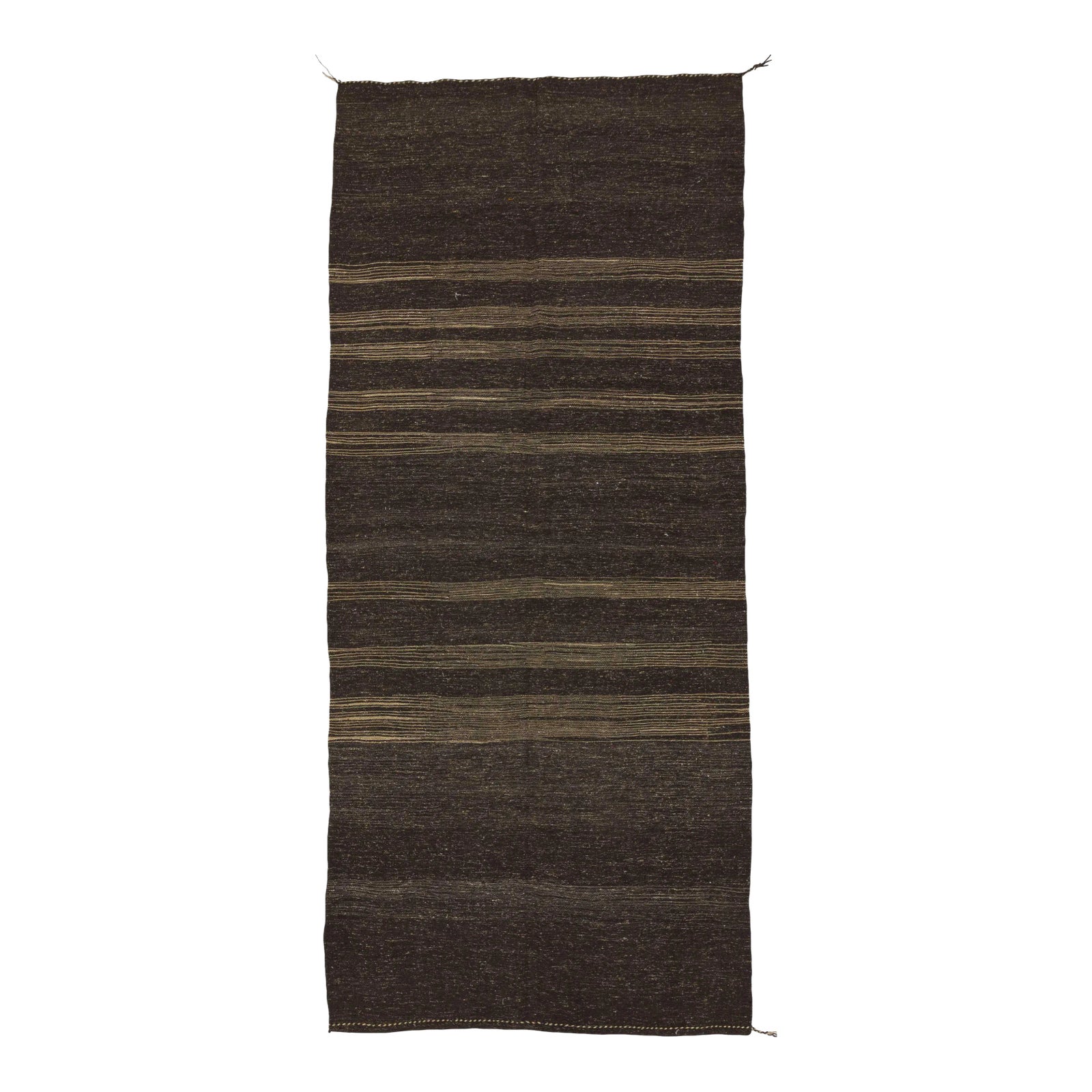 Vintage Dark Brown Kilim Rug - 5'6" x 12'6" | Chairish