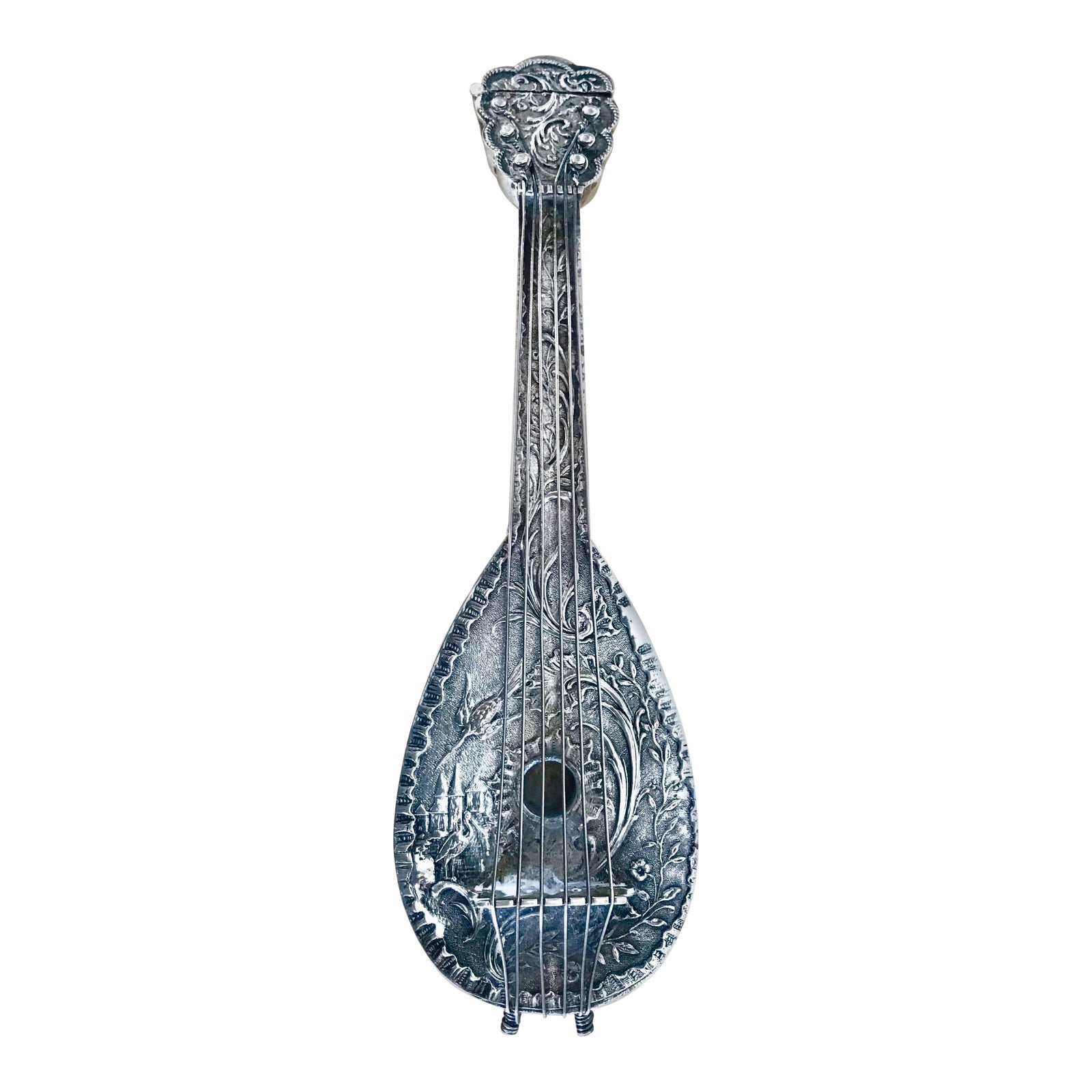 Dutch Baroque Style Silver Mandolin Flask Perfumer | Chairish