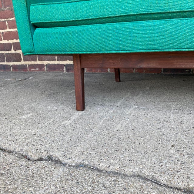 Mid Century Modern Jack Cartwright Sofa in Teal Fabric Bracket Back ...