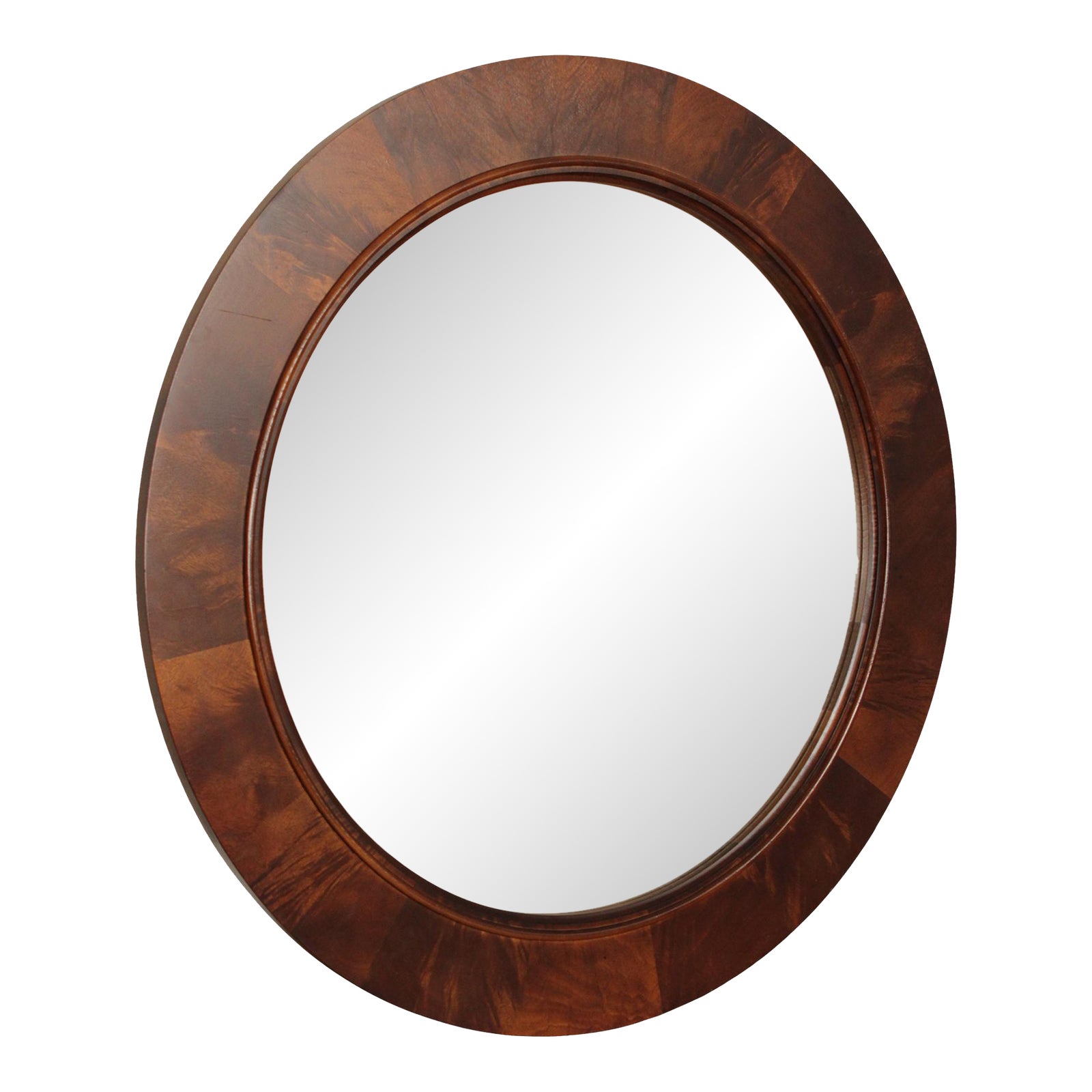 Stanley Furniture Round Mahogany Frame Wall Mirror | Chairish
