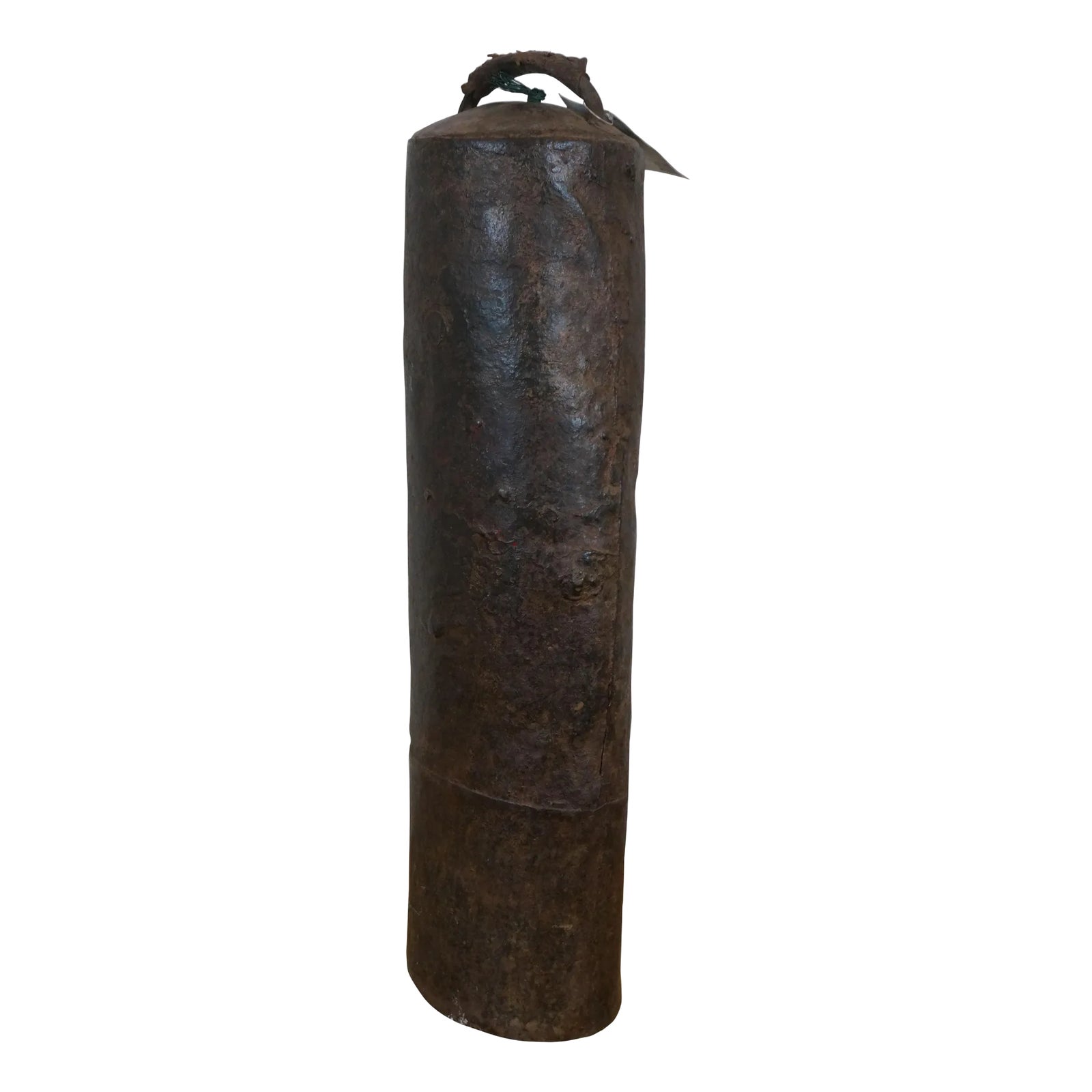 Antique Large Primitive Iron Camel Bell With Leather Handle | Chairish