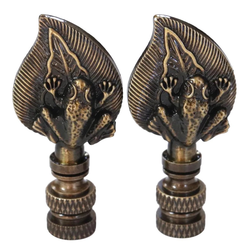 Antiqued Brass Lamp Finials - a Pair | Chairish