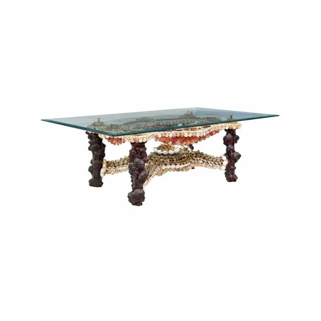 Vintage Anthony Redmile Style Shellwork Decorated Glass Top Table ...