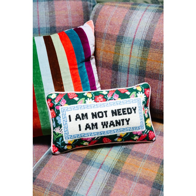 Furbish Not Needy Needlepoint Pillow | Chairish